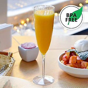 Plastic Champagne Flutes Disposable - Plastic Wine Glasses Set of 12 for Wedding - One Piece Champagne Flutes Plastic- 6 oz Plastic Cocktail Glasses - Plastic Mimosa Flutes - BPA Free Cups Set