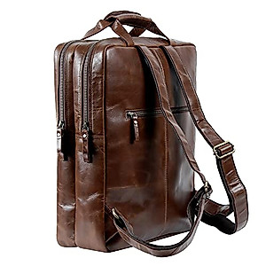 HULSH Leather Backpack For men and women 18 Inch - Full Grain Vintage Leather Laptop Backpack - Camping travel Rucksack Knapsack - Casual Bookbag Daypack with rustic look