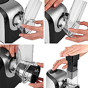 Homdox Electric Cheese Grater 5 in 1 Professional Electric Shredder Vegetable silcer 150W One-Touch Control Salad Maker for Cheese, Chocolate, Fruits, Vegetables