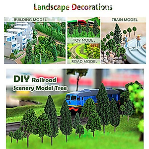 hatisan 37pcs Mixed Model Trees 1.45-5.5 inch (3.7 -14 cm), Ho Scale Trees Diorama Supplies, Model Train Scenery, Fake Trees for Projects, DIY Scenery Landscape Woodland Scenery - Multiple Type