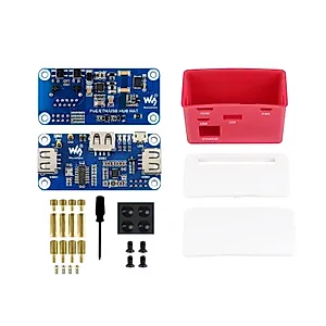 waveshare PoE Ethernet USB HUB HAT with Box ABX Case for Raspberry Pi Zero/Zero W/2 W/Zero WH/2 WH, with 1 RJ45 10/100M Ethernet Port, 3 USB Ports Compatible with USB2.0/1.1,802.3af-Compliant