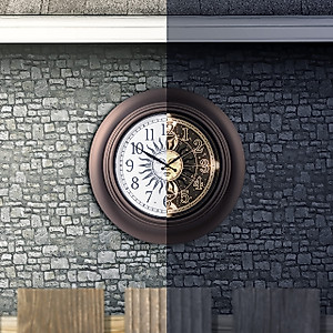 La Crosse Clock 435-3256B-SM-INT 21" Indoor/Outdoor Quartz Clock with Lighted Sun & Moon Dial