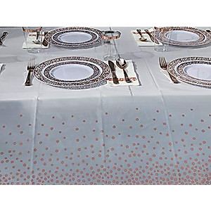 Resonating Designs Rose Gold Confetti Table Covers - Pack of 5 Plastic Rectangle Kitchen and Picnic Tablecloths - Party Decorations for Birthday, Graduation, Wedding Parties - 54 x 108 Inch
