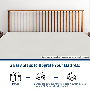 Mattress Topper, 3 Inch Queen Size Egg Crate Gel Memory Foam Bed Topper with Breathable Cover, Pressure Relief, CertiPUR-US Certified