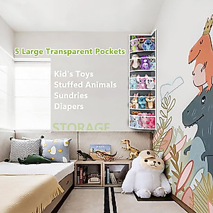 UVIAHOMI Sofe Corner Stuffed Animal Storage Toy Organizer, Child-Friendly Wall Corner Storage,Toy Shelf for Stuffed Animals, Diapers,Toys - Baby Ideas Holder with 5 Large