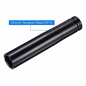 uxcell 1/2" Drive by 21mm Deep Impact Socket, Heat-Treated CR-V Steel 6" Length, 6-Point Metric Sizes