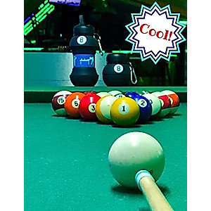 8 Ball Water Bottle - Collapsible Silicone Durable Handheld H2O Wide Mouth Black Sports Billiards Ball Container holds 19oz