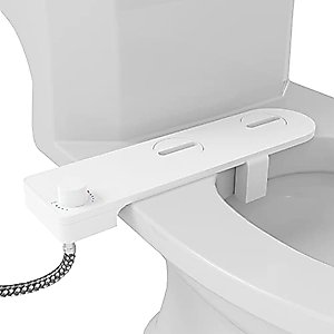 Amazon Basics Nonelectrical Bidet Attachment for Toilet with Water Adjustment, Slim, 16.42" x 4.61" x 3.5"