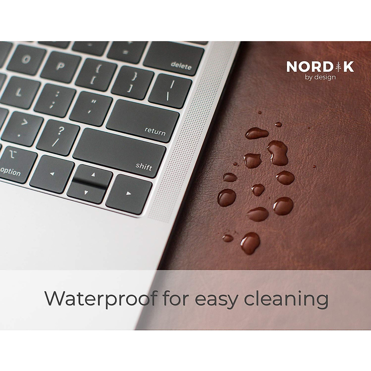 Nordik Leather Desk Mat Cable Organizer (Saddle Brown 35 X 17 inch) Premium Extended Mouse Mat for Home Office Accessories - Felt Vegan Large Leather Desk Pad Protector & Desk Blotter Pads Decor