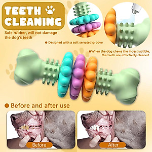 Lykani Dog Chew Toys for Small Dogs Toothbrush Stick Teeth Cleaning Brush Dental for Aggressive Chewers, Durable Interactive Dog Toys, Rubber Dog Toys for Puppy Christmas Easter Birthday Gifts, Green