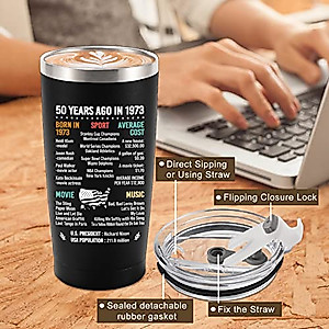 LEJIAJINW 50th Birthday Gifts for Women or Men, Turning 50 Year Old Birthday Gifts, 50s Birthday 50th Anniversary Decorations 50th Fiftieth Presents Tumbler Cup