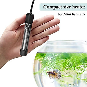 HITOP Mini Submersible Aquarium Heater - 25W 50W 100W 200W 300W Small Heater for Fish Tank 1-70 Gallon with Controller (25W)