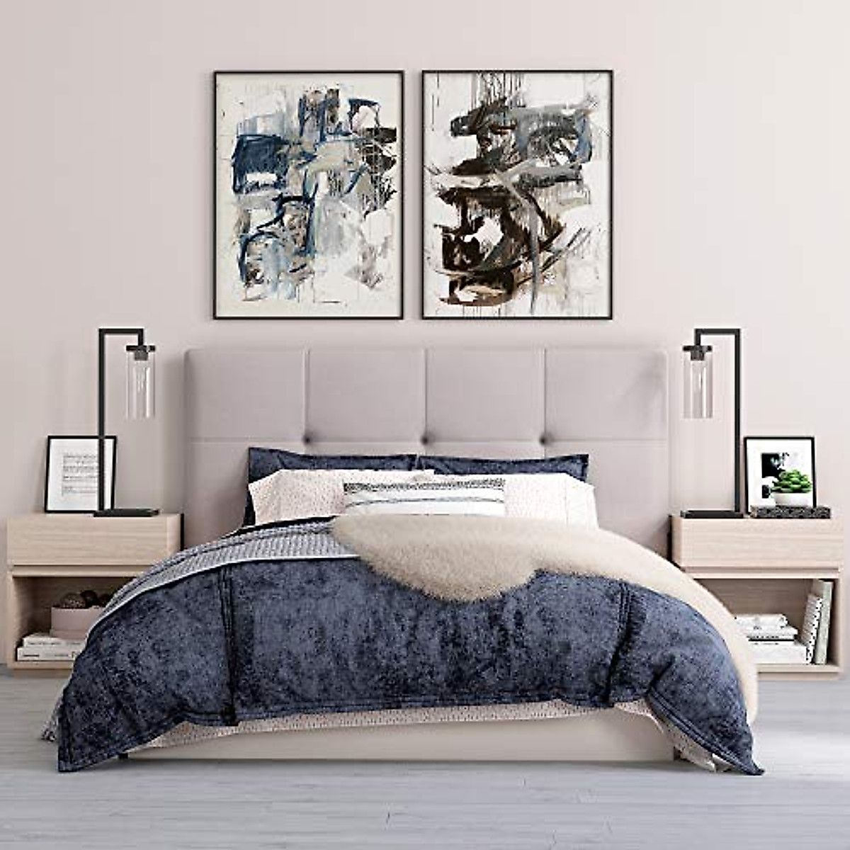 Henn&Hart 26" Tall Table Lamp with Glass Shade in Blackened Bronze/Seeded, Lamp, Desk Lamp for Home or Office