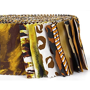 Soimoi 40Pcs Animals Print Cotton Precut Fabrics for Quilting Craft Strips 2.5x42inches Jelly Roll - Yellow