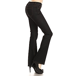 Women's Juniors Slim Low Rise Dark Denim Jeans (11, Black)