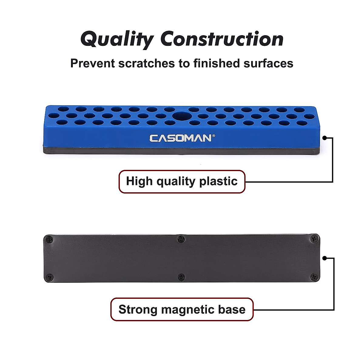 CASOMAN 2PCS 1/4" Hex Bit Organizer with Magnetic Base - Red & Blue, 86 Hole Bit Organizer with Strong Magnetic Base, Magnetic Bit Organizer for Your Specialty