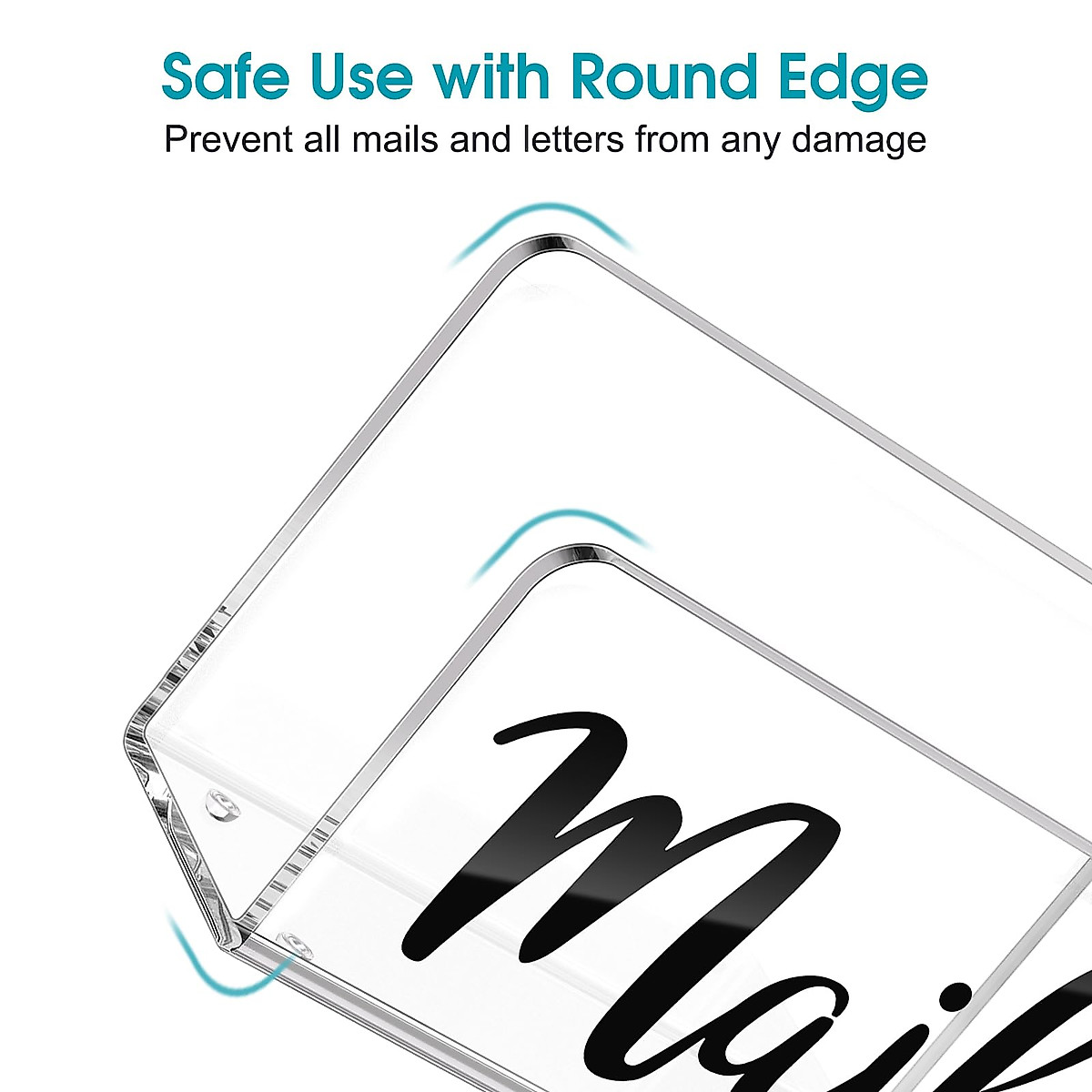 KTRIO Mail Holder Mail Organizer Countertop Acrylic Mail Sorter, Print Mail Script Letter Holder for Desk Envelope Holder Letter Organizer for Home Office School, Bill Filling Paper Document