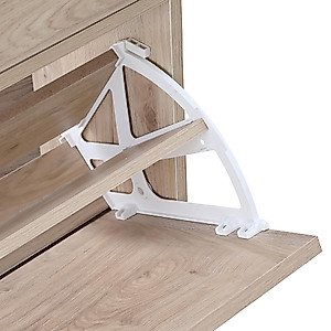 XIAO WEI Shoe Cabinet, Natural Semi Circle Rattan Shoe Storage Organizer Cabinet with 2 Flip Drawers, Freestanding Shoe Rack with Adjustable Shelf for Entryway