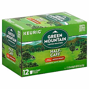 Green Mountain Coffee Roasters Half Caff Keurig Single-Serve K-Cup pods, Medium Roast Coffee, 12 Count