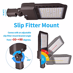 300W LED Parking Lot Lights Adjustable Slip Fitter,Outdoor Lighting with Dusk to Dawn,IP65 Waterproof,39000LM,5000K,LED Street Shoebox Pole Light,100-277V for Commercial Lighting ETL Listed
