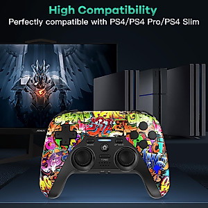 Choopp PS4 Controller, Compatible with PS4/Slim/Pro, Wireless PS4 Controller with Turbo Function, 1000mAh Battery, 6-Axis Motion-Sensing, Dual Vibration, Audio Jack, Touch Pad, Share Button