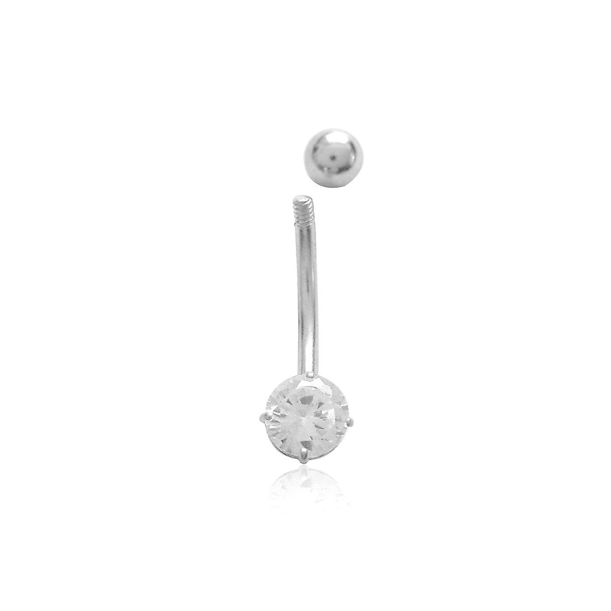 Ritastephens 14k Solid Gold White Belly Button Navel Ring CZ Cubic Zirconia Body Art
