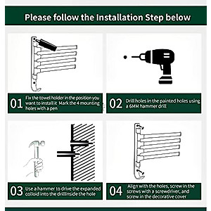 Swivel Towel Rack 2 Arms, Aluminium Two in ONE Towel Racks for Bathroom Space Saving Swing Out 180° Rotation- Strong Design Matte Black