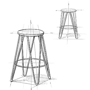 SIMPLIHOME Simeon 24 inch Counter Height Stool, Cocoa Brown and Black Metal and Elm Wood, Round, Backless, for the Kitchen and Dining Room, Industrial