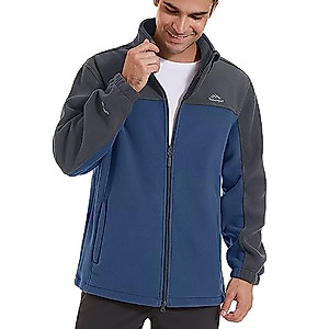 TACVASEN Military Jacket Men with Multi-Pockets Full Zip Stand Collar Hiking Jackets Midweight Winter Coat Fall Winter Outerwear