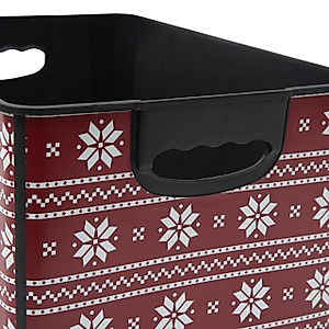 Simplify Holiday Sweater Design Storage Bin | Christmas Tote | Holiday Décor Decorations Organizer | Lidded | Stackable | Red