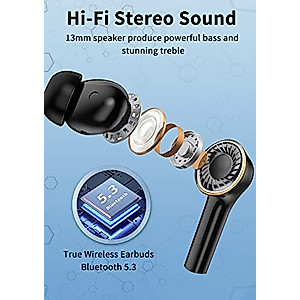 Wireless Ear buds Bluetooth 5.3 in-Ear Earbuds Noise Cancelling 2023 NEW Wireless Headphones LED Power Display IPX6 Waterproof Stereo MINI Bluetooth Earphones with Microphone 36H Battery for Sports