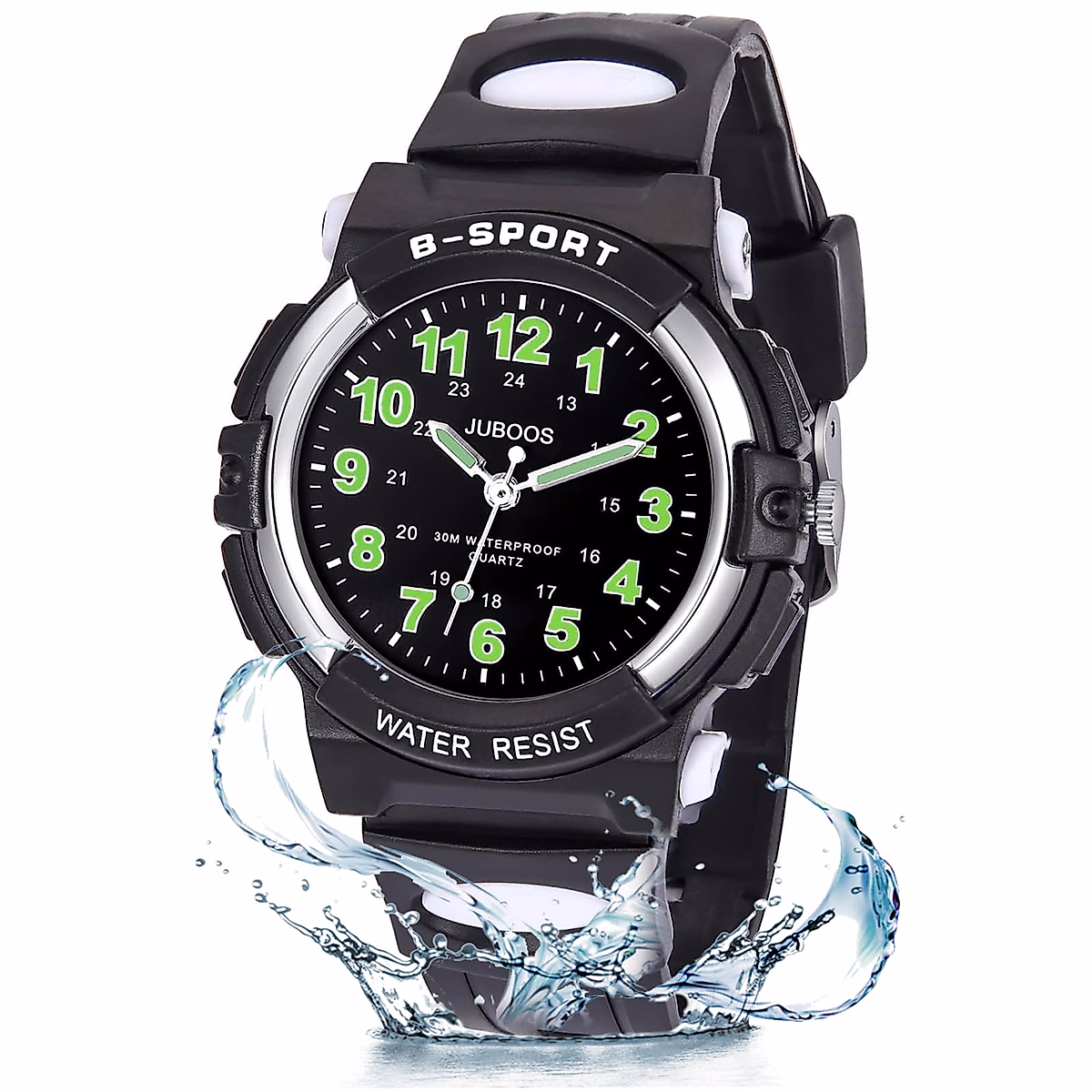 Juboos Kids Analog Watch, Childrens Waterproof Quartz Watch for 5-14 Years Old Boys Girls Time Teaching Sports Outdoor Wirstwatch