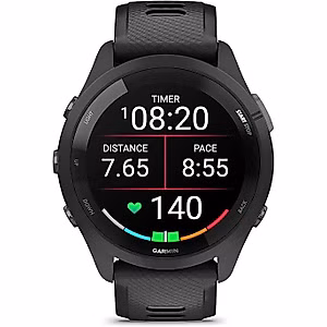 Garmin Forerunner 265 Running Smartwatch, Colorful AMOLED Display, Training Metrics and Recovery Insights, Black and Powder Gray (Renewed)