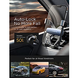 AINOPE Car Phone Holder Mount 2023 Gravity Vent Phone Mount For Car With Extention&Short Air Vent Clip Never Blocking Cell Phone Holder Mount For Car Vent Compatible With iPhone 14 Pro Max 13 and More