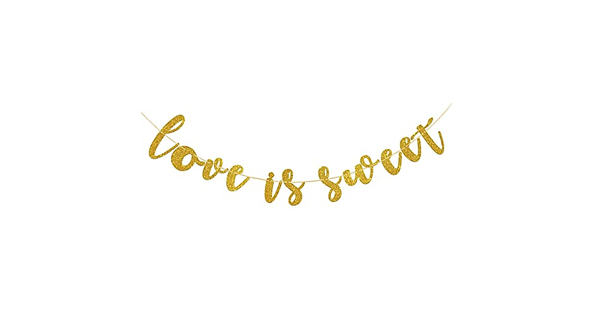Love Is Sweet Gold Glitter Banner for Weddings & Events