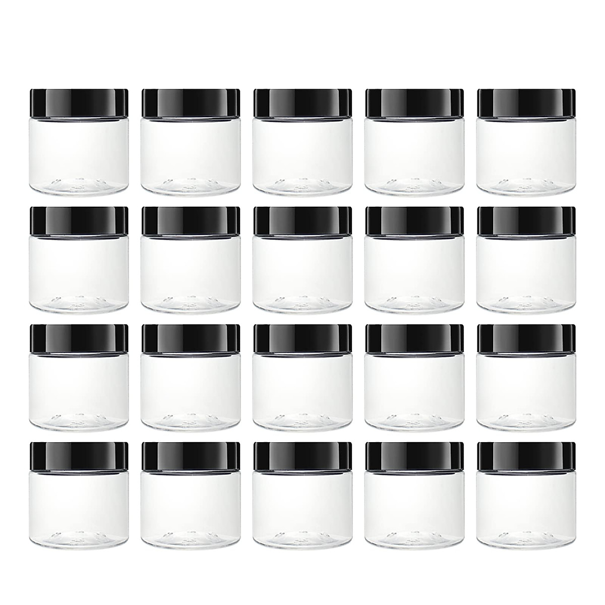 zmybcpack 20 pack 2 OZ Round Clear Plastic Slime Jars With Lids, PET Containers, Storage Jars, Travel Jars For Cosmetic, Makeup, Organization
