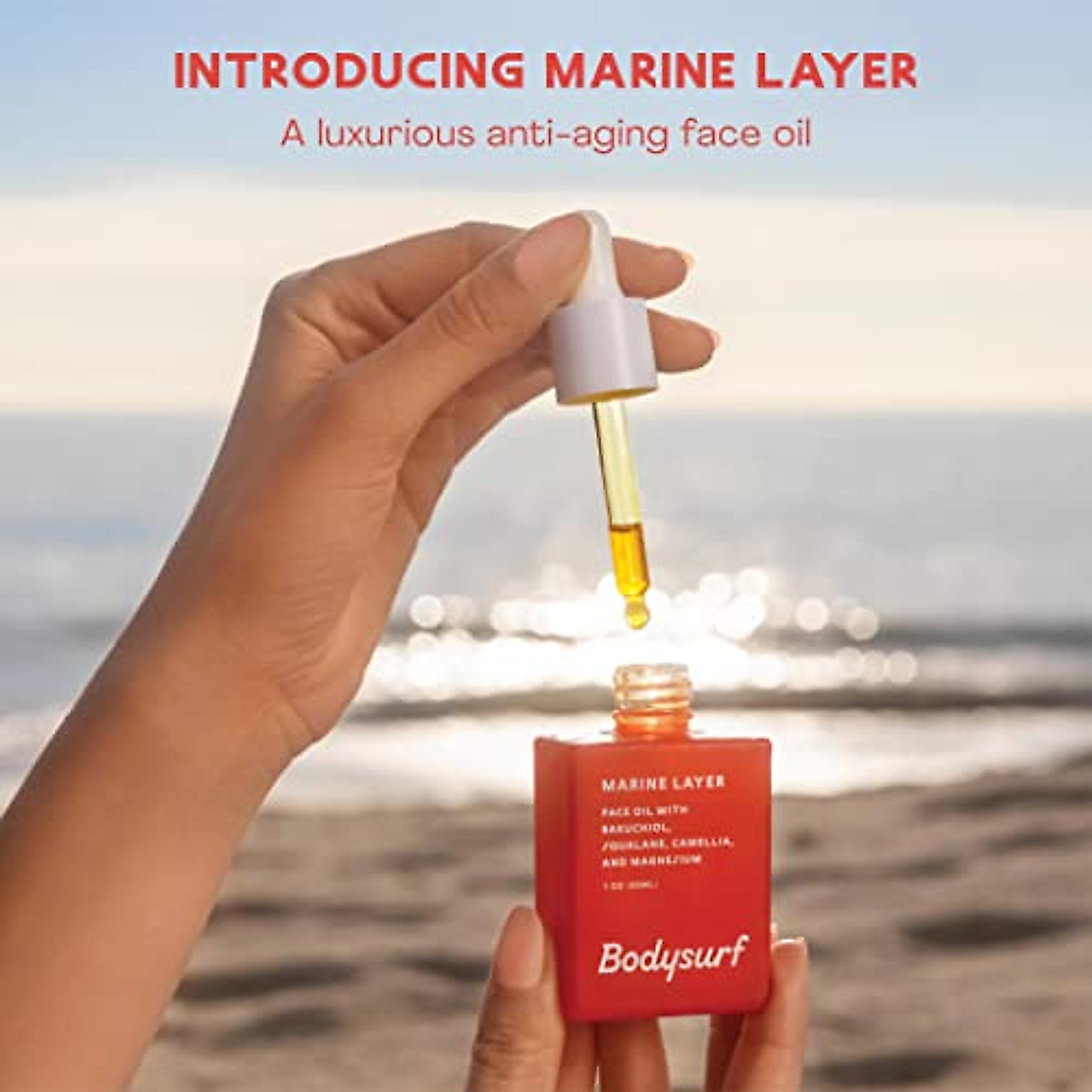 Bodysurf Face Oil, Marine Layer | Natural Retinol Alternative Facial Oil with Squalane, Niacinamide, Bakuchiol | Lightweight and Hydrating Face Oil for Women