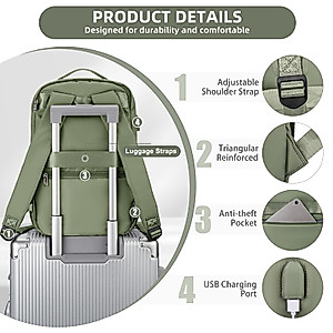 WEPLAN 17x10x9 United Airlines Personal Item Bag, Underseat Carry on Backpack, Waterproof Cabin Luggage Bag, Travel Essentials, Green