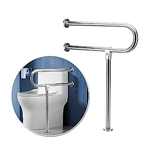 Handicap Rails Grab Bars Bathroom Toilet Safety Rails Support for Elderly Seniors Handicap Toilet Rails Support Assist Stainless Steel Grab Bars for Bathroom Shower Safety Bars Handrails