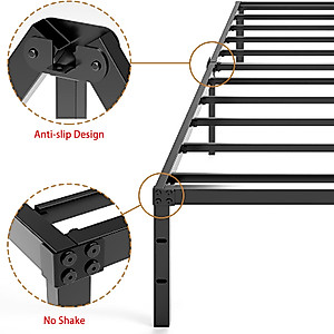Kilyssa 14 Inch California King Bed Frames Heavy Duty Metal Platform Beds Frame No Box Spring Needed Steel Slats 3500lbs Bed Base Cal King Size,Noise-Free,Easy Assembly