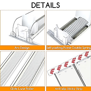 Drink Organizer for Fridge: Self Pushing Soda Can Dispenser for Refrigerator with Double Spring Beverage Pusher Glide Width Adjustable Soda Can Organizer for Kitchen Pantry White 3 Rows