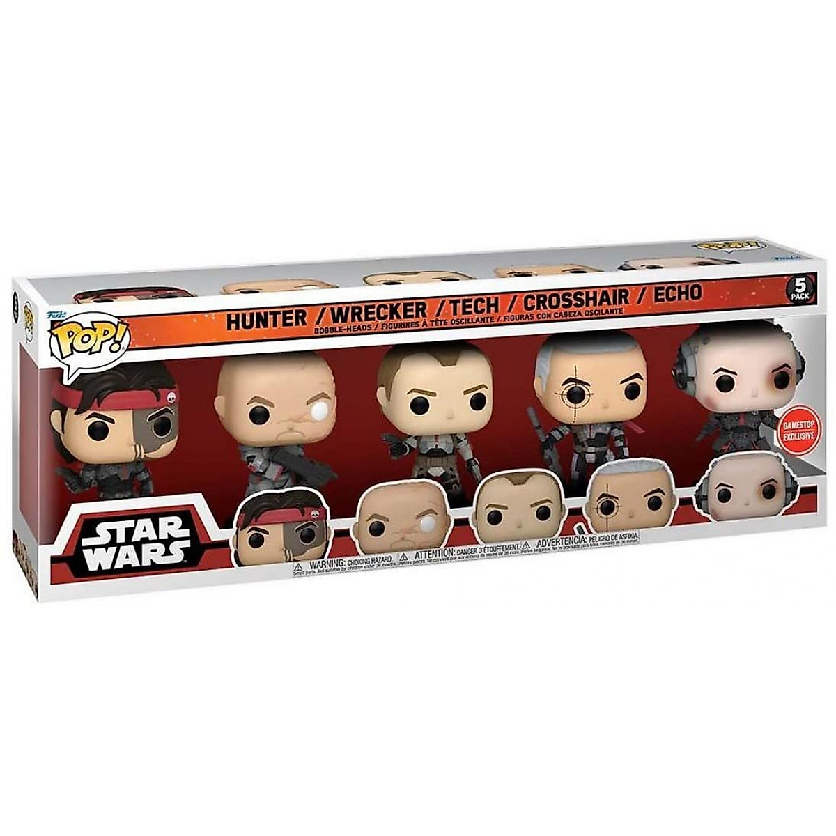 Funko Pop! Star Wars Hunter | Wrecker | Tech | Crossair | Echo (The Bad Batch) Pack-5 | 57263