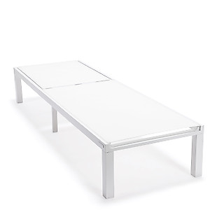 LeisureMod Marlin Poolside Outdoor Patio Lawn and Garden Modern White Powder Coated Aluminum Frame Suntan Sling Chaise Lounge Chair, Set of 2