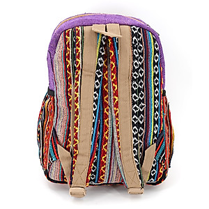 Unique design Himalaya Hemp Tie Dye Hippie Backpack Festival Backpack Hiking Backpack FAIR TRADE Handmade with Love. (PURPLE)