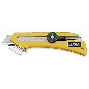 OLFA 18mm Packaging Material Utility Knife (CL) - Multi-Purpose Precision Knife w/Custom Cutting Depth, Staple Remover, Flat Cutting Base & Snap-Off Blade, Replacement Blades: Any OLFA 18mm Blade