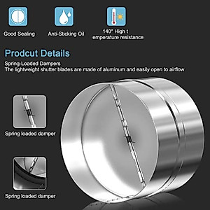 Hon&Guan 10 inch Backdraft Damper, One-Way Airflow Ducting Insert Backflow Preventer Duct Draft Blocker, HVAC Inline Fan Vent