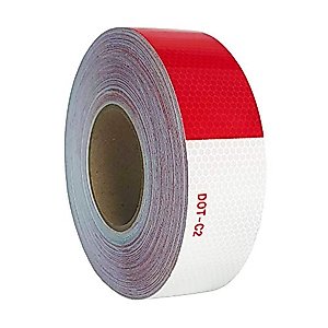 WAENLIR 2 inch x30 Feet Reflective Safety Tape DOT-C2 Waterproof Red and White Adhesive Conspicuity Tape for Trailer, Outdoor, Cars, Trucks