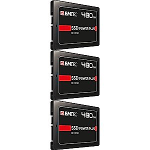 Emtec 480GB X150 Power Plus 3D NAND 2.5” SATA III Internal Solid State Drive (SSD) ECSSD480GX150 (3-Pack)
