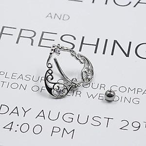 FLOGWE 14G Heart Belly Button Ring 316L CZ Heart Reverse Belly Ring Top Down Belly Button Ring Medical Steel Body Piercing Jewelry for Women