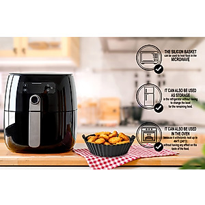 RMH Air Fryer Silicone Liners-Best Disposable Reusable Heat Resistant Non Stick Replacement Parchment Paper Liners Easy Clean Air Fryer Accessories 2-Pack Round Air Fryer Liners For 3QT-5QT (2.1*8.4)